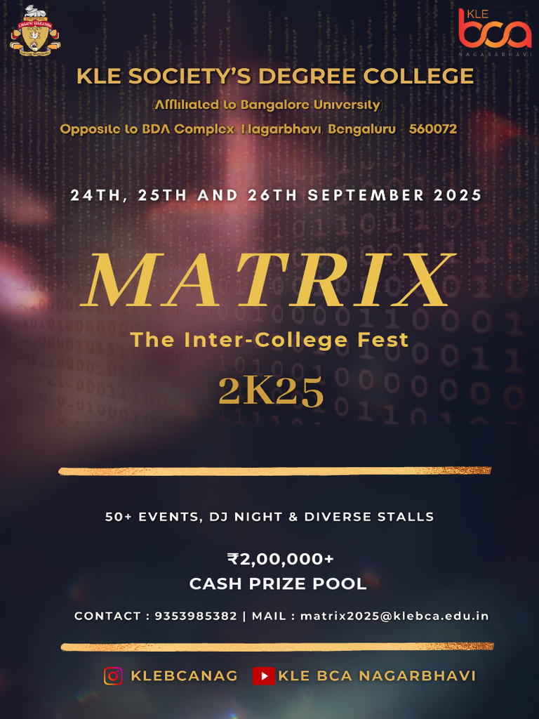 Matrix 2025: Inter-College Fest Events | PDF