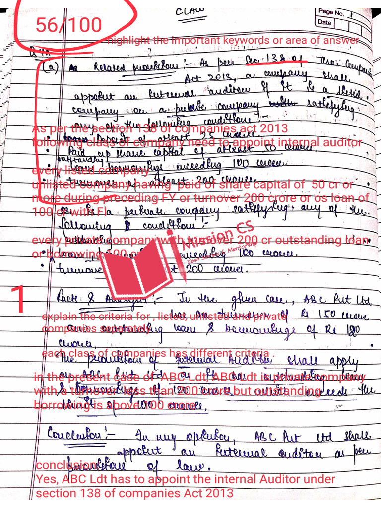 Sample Checked CLAW Answer Sheet | PDF
