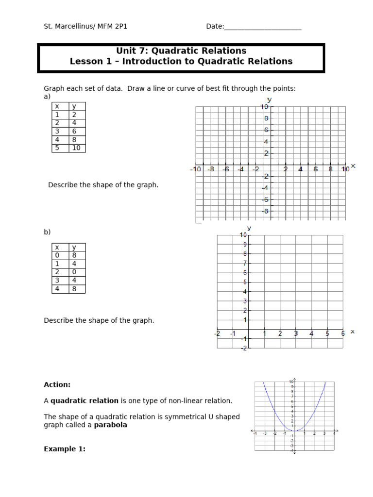 Unit 7 - Quadratic Relations | PDF | Quadratic Equation | Mathematics