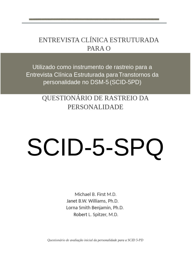 Questionário SCID-5 para Transtornos de Personalidade | PDF | DSM 5 | Tempo