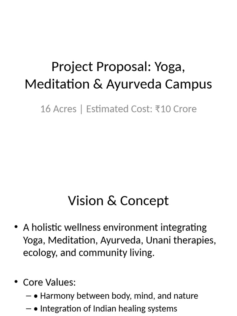 Yoga Meditation Ayurveda Campus Proposal | PDF