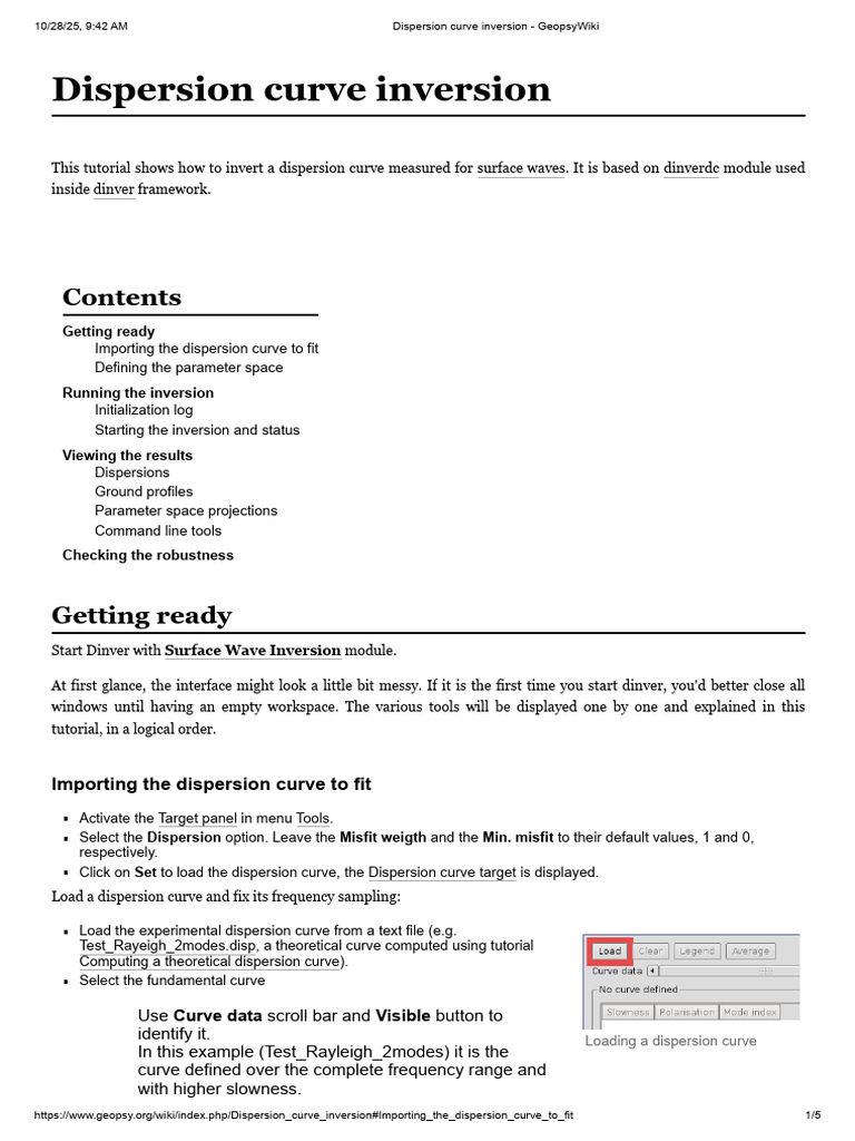 Dispersion Curve Inversion - GeopsyWiki | PDF | Dispersion (Optics ...