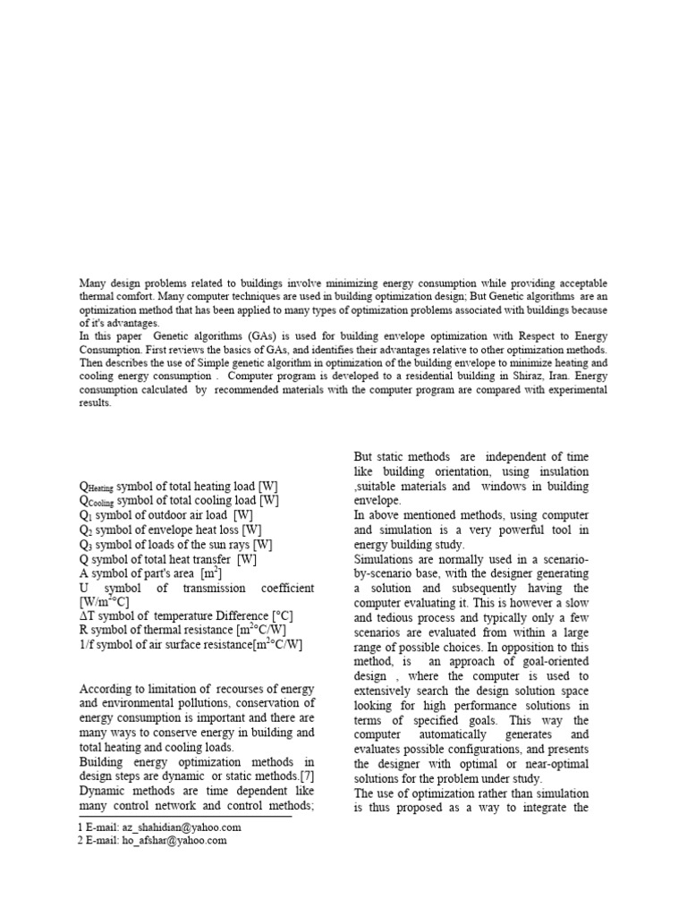 Genetic Algorithms for Building Energy Optimization | PDF | Building ...