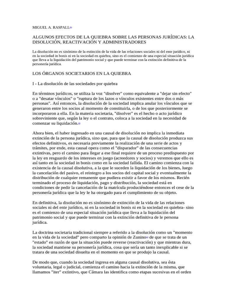Efectos de la quiebra en sociedades jurídicas | PDF | Sociedad de ...