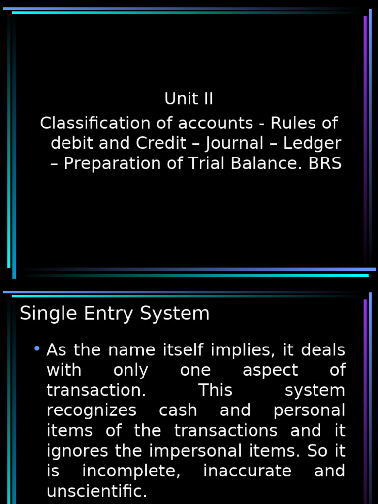 Unit II | PDF | Debits And Credits | Bookkeeping