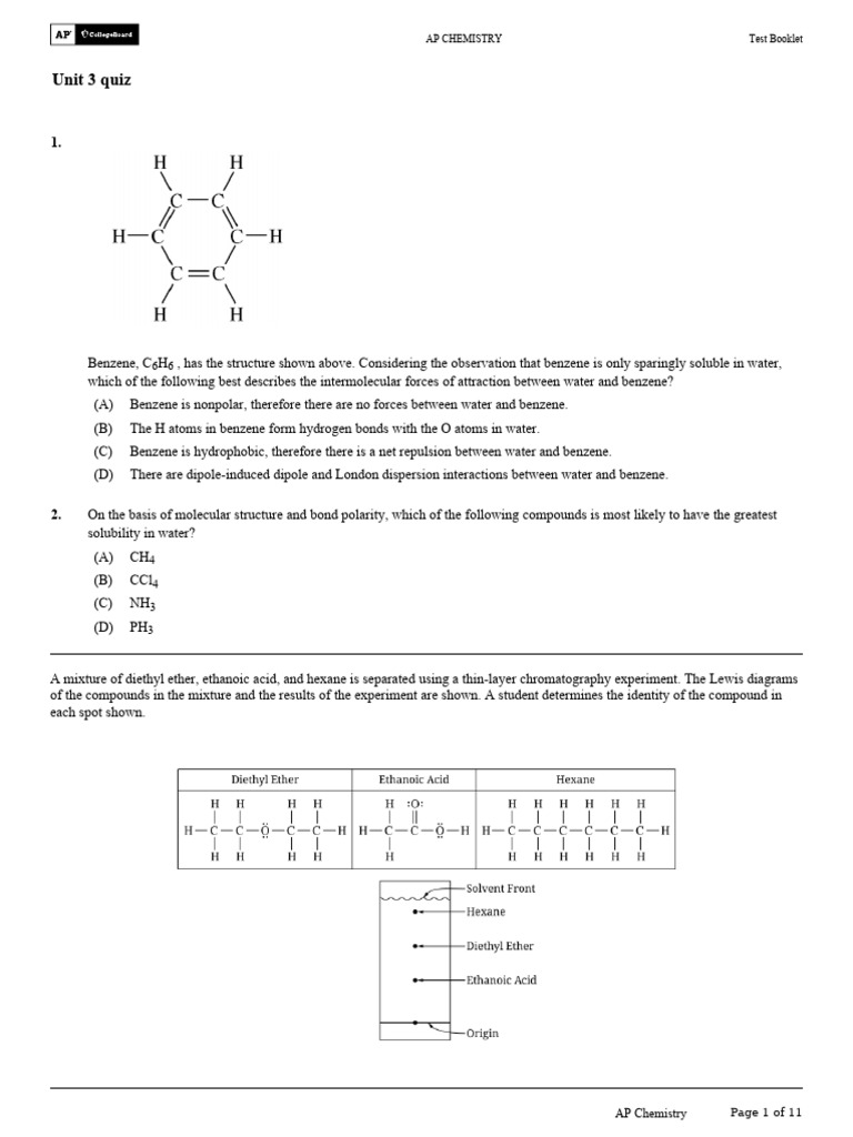 Intermolecular Forces and Solubility Quiz | PDF | Chemical Polarity | Gases