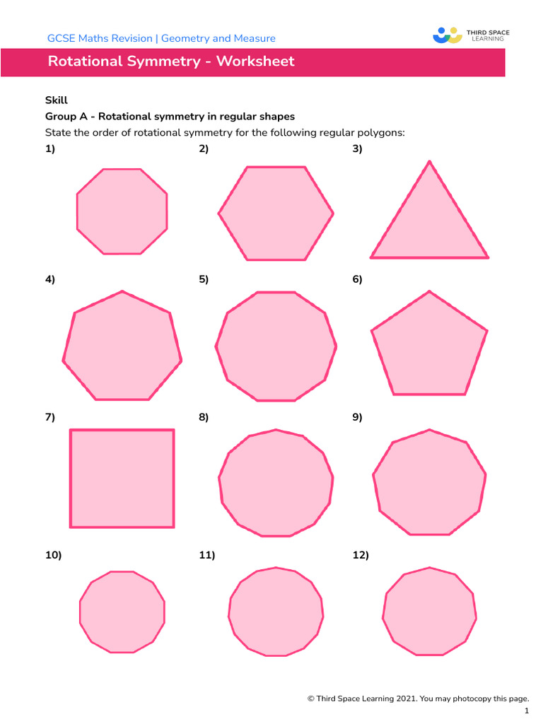 GCSE Maths Rotational Symmetry Worksheet | PDF | Shape | Triangle