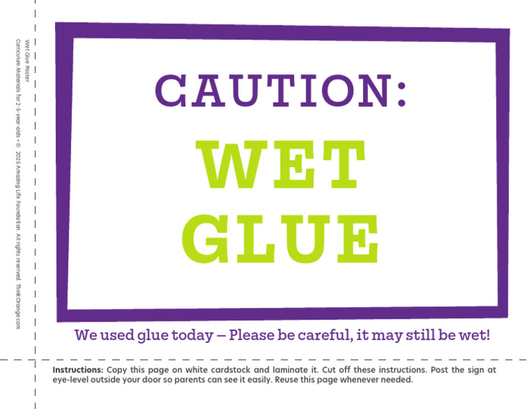 Wet Glue Warning Sign for Parents | PDF