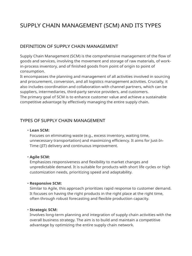 Types of Supply Chain Management Explained | PDF