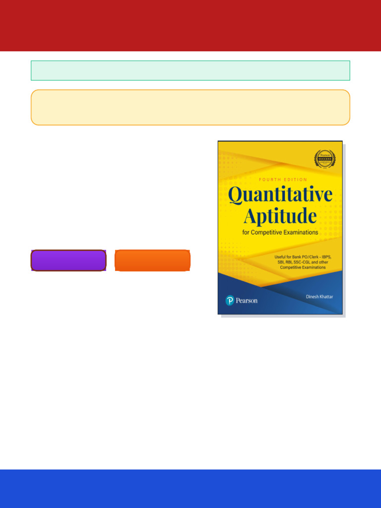 Quantitative Aptitude for Competitive Examinations 4th Edition Dinesh Khattar ebook polished pdf ...