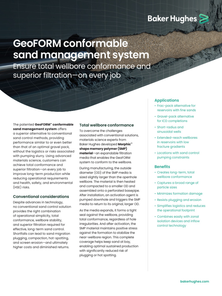 GeoFORM Conformable Sand Management System Slsh | PDF | Filtration | Sand