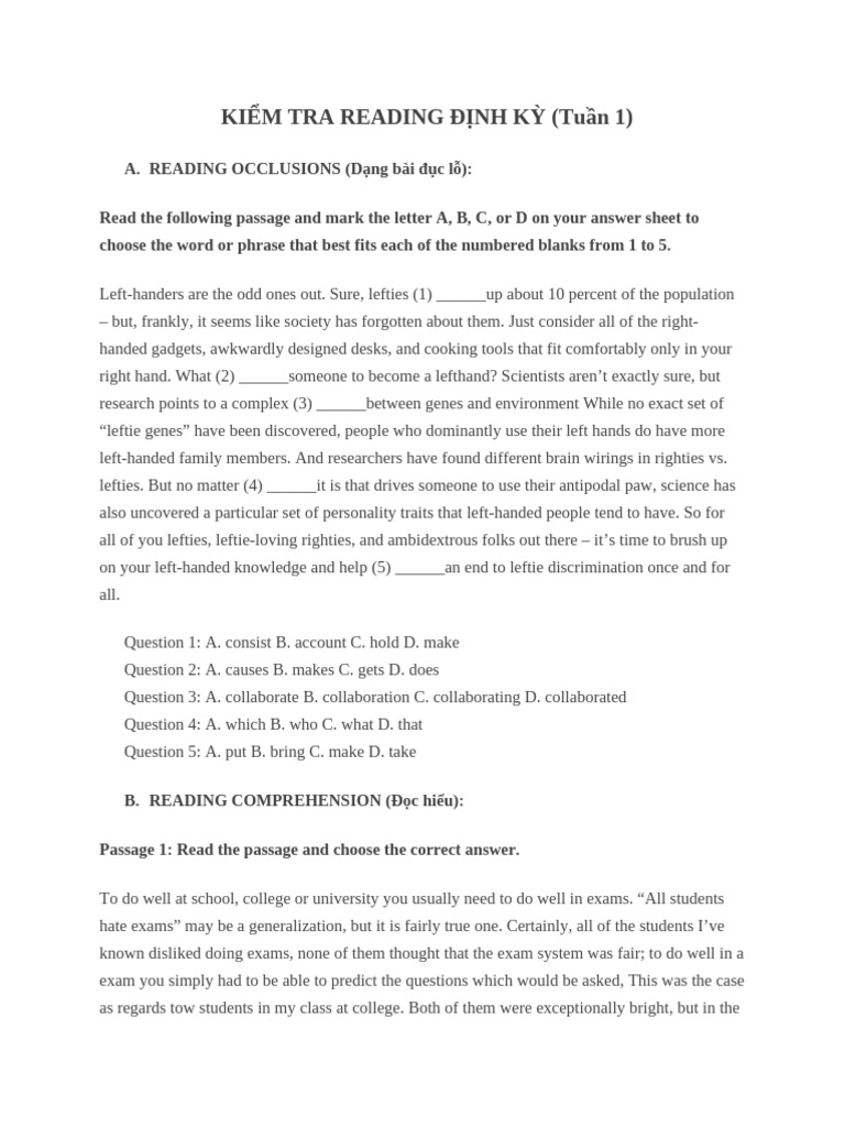 Reading Comprehension Practice Test | PDF | Internet