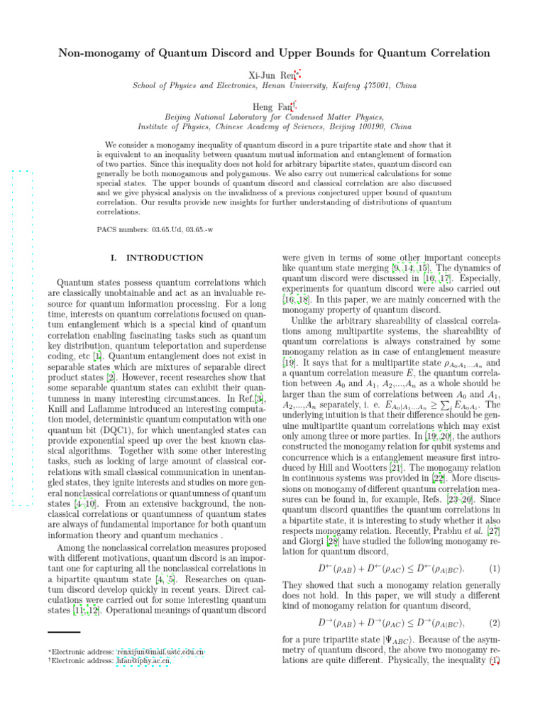 Quantum Discord Monogamy Insights | PDF | Quantum Entanglement ...