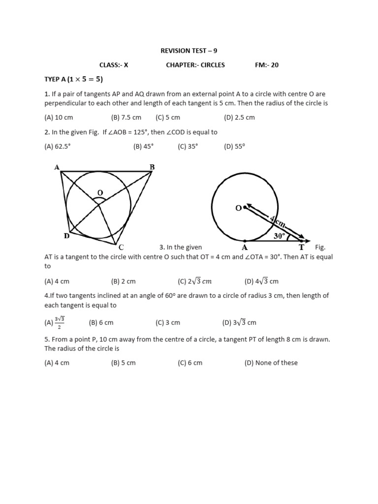 Revision Test - 9 Circle X | PDF