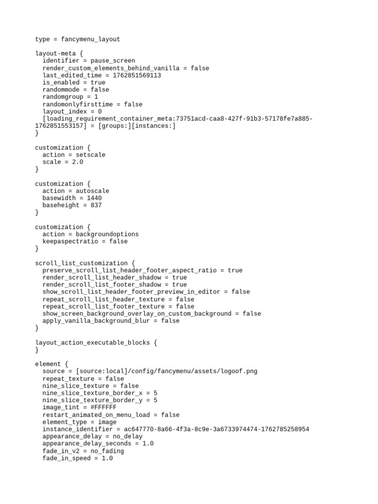 Pause Screen Layout | PDF