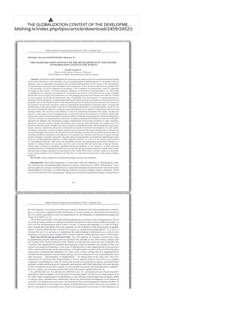 View of The Globalization Context of The Development of The Export of ...