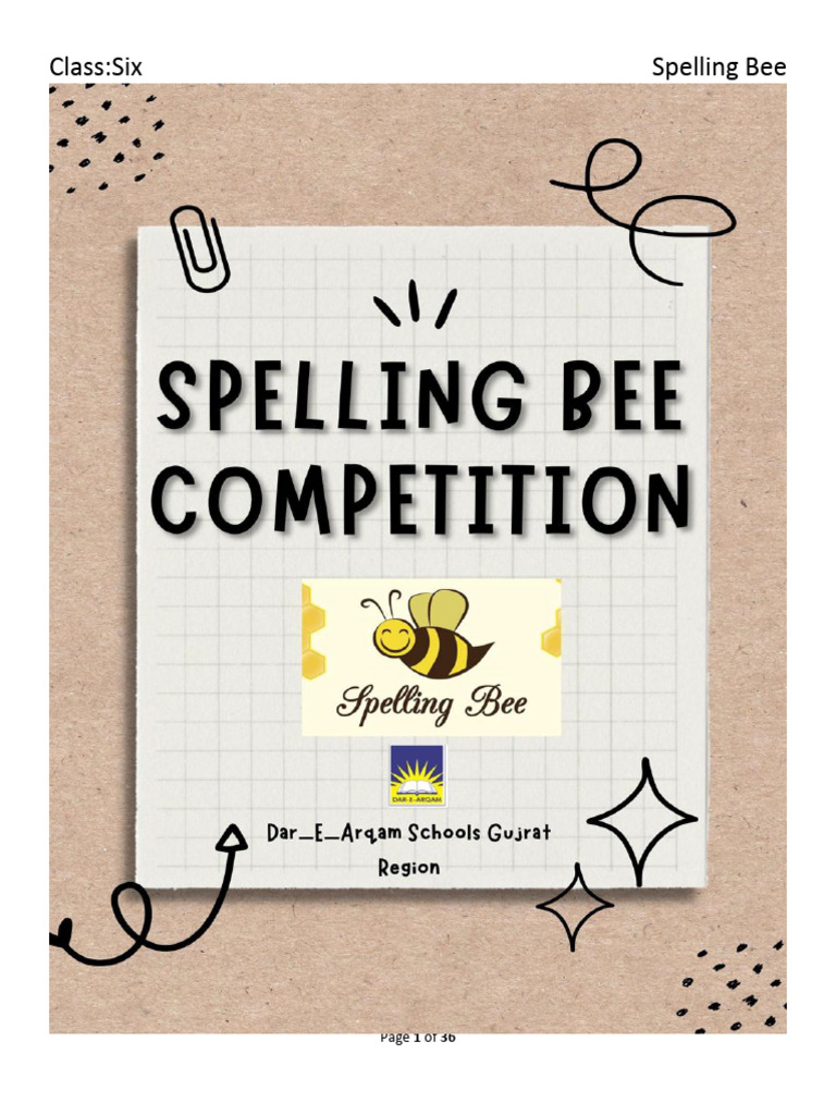 Class Six Spelling Bee Vocabulary List Pdf Verb Adjective