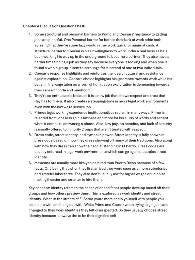 Chapter 4 Discussion Questions ISOR | PDF | Social Psychology