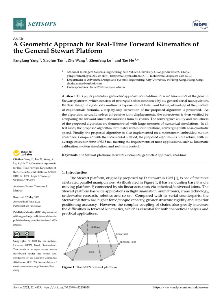 A Geometric Approach For Real Time Forward Kinematics of The General ...