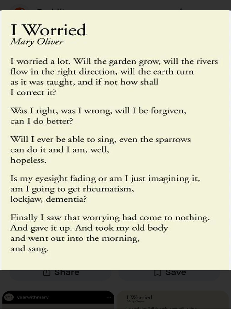 I Worried Mary Oliver Poem - Google Search | PDF