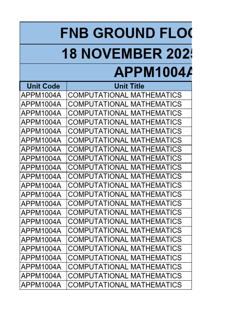 APPM1004 - 5 FNB Ground Floor Annex. 09H00-1 | PDF | Mathematics | Science