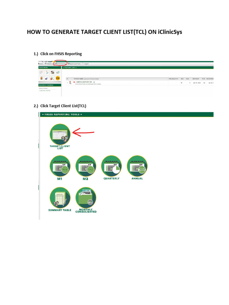 How To Generate Target Client List and Immunization Defaulter | PDF