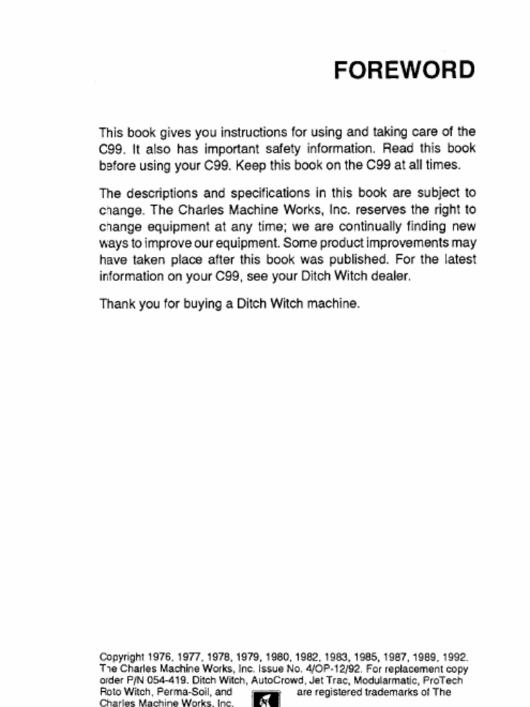C99 Operator's Manual (ID0281945 - 01 - SVC) | PDF