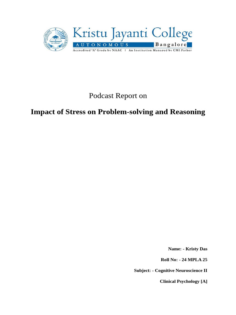 CNS Final Document | PDF | Dorsolateral Prefrontal Cortex | Stress (Biology)