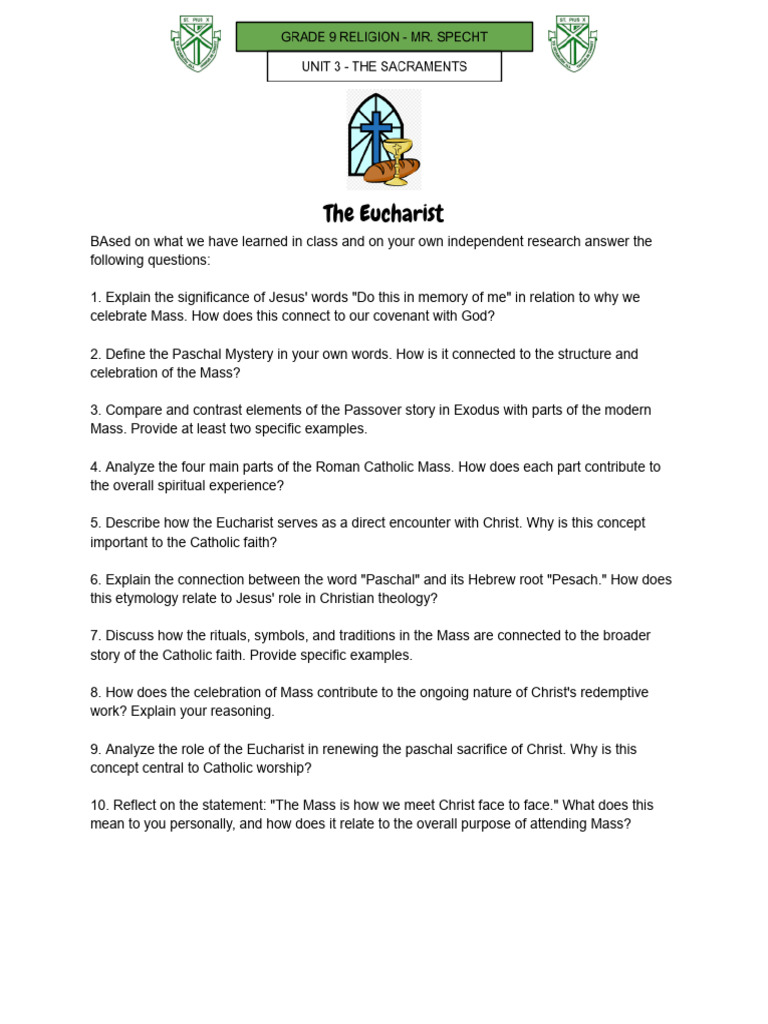 3.2b - Eucharist Questions - Izhak Tesfom | PDF | Mass (Liturgy ...