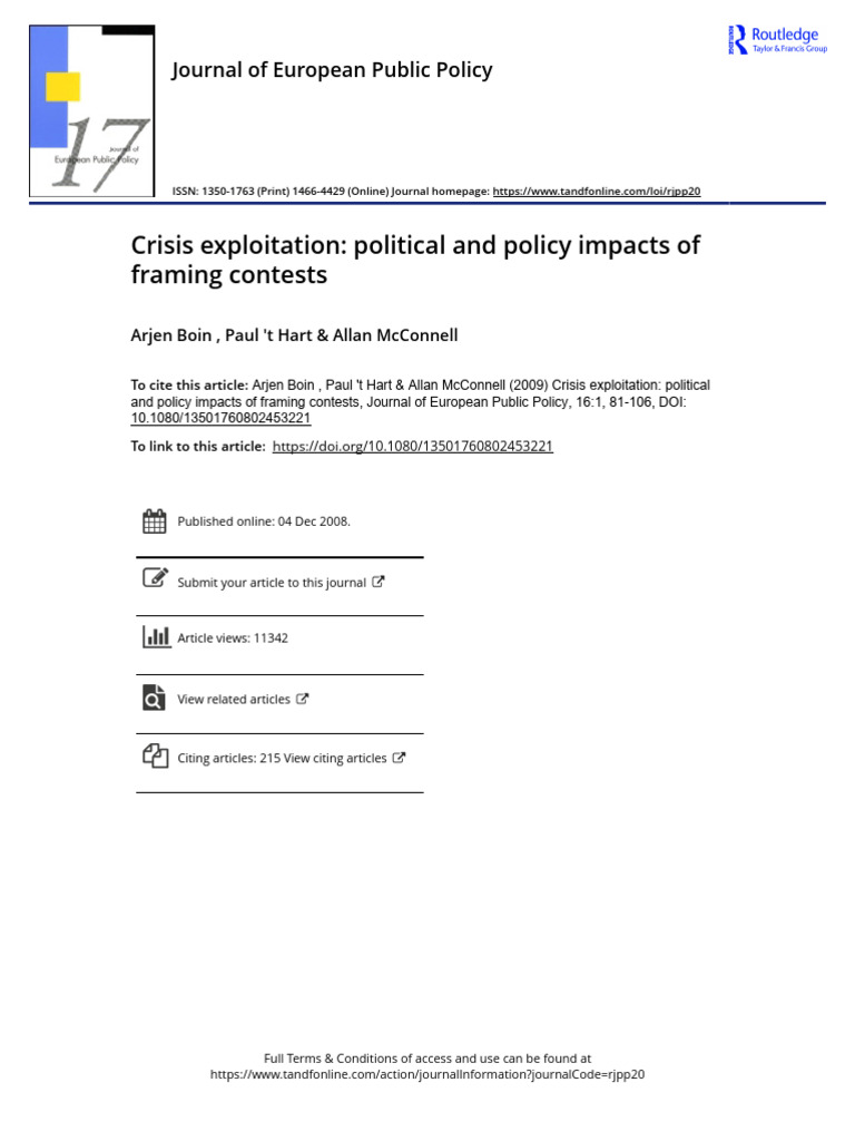 Crisis Exploitation Political and Policy Impacts of | PDF | Crisis ...