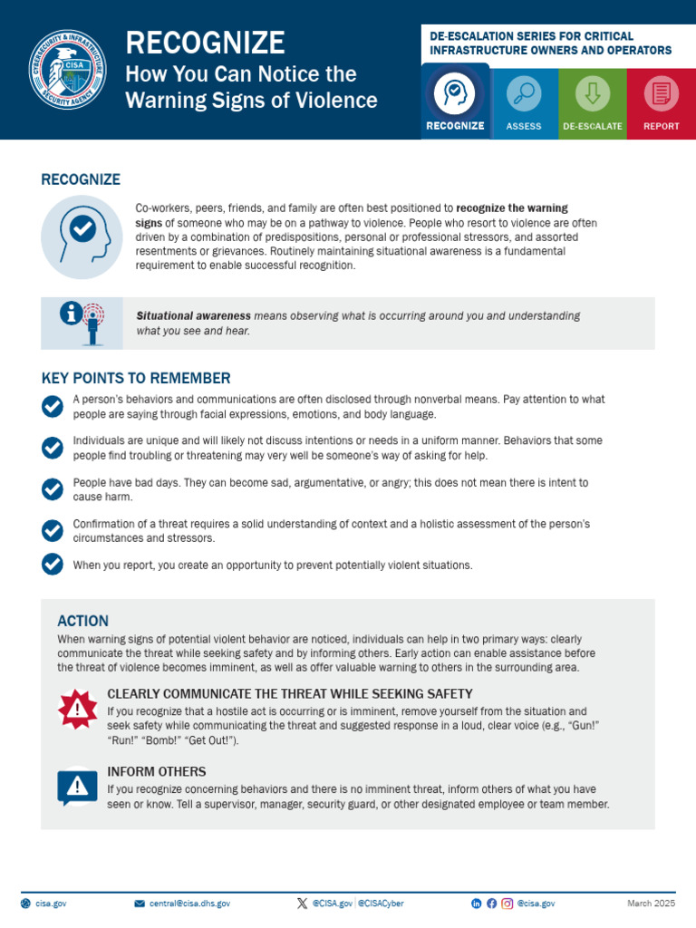 Recognizing Signs of Potential Violence | PDF | Violence | Stress (Biology)