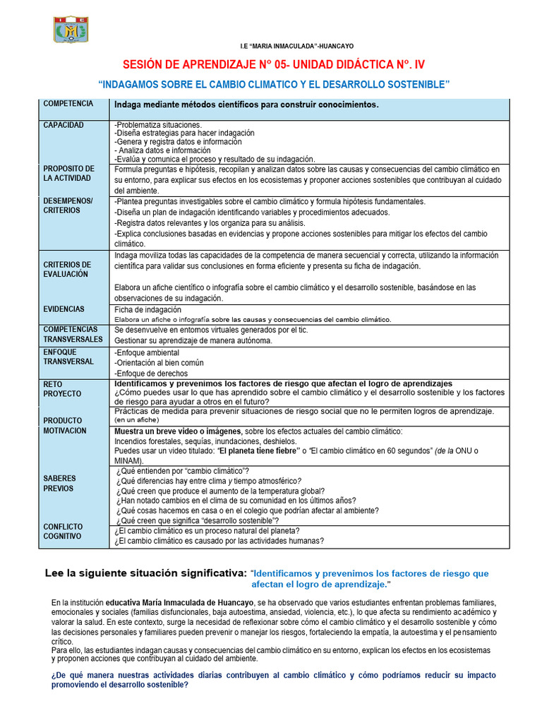 SESIÓN DE APRENDIZAJE N°5-IV-BIM. 4TO.CyT. (1) | PDF | Gases de efecto invernadero | Efecto ...