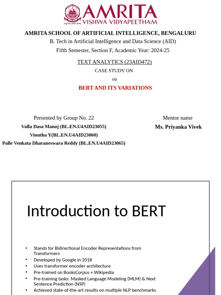 BERT Variants Presentation | PDF | Information Science | Cognitive Science