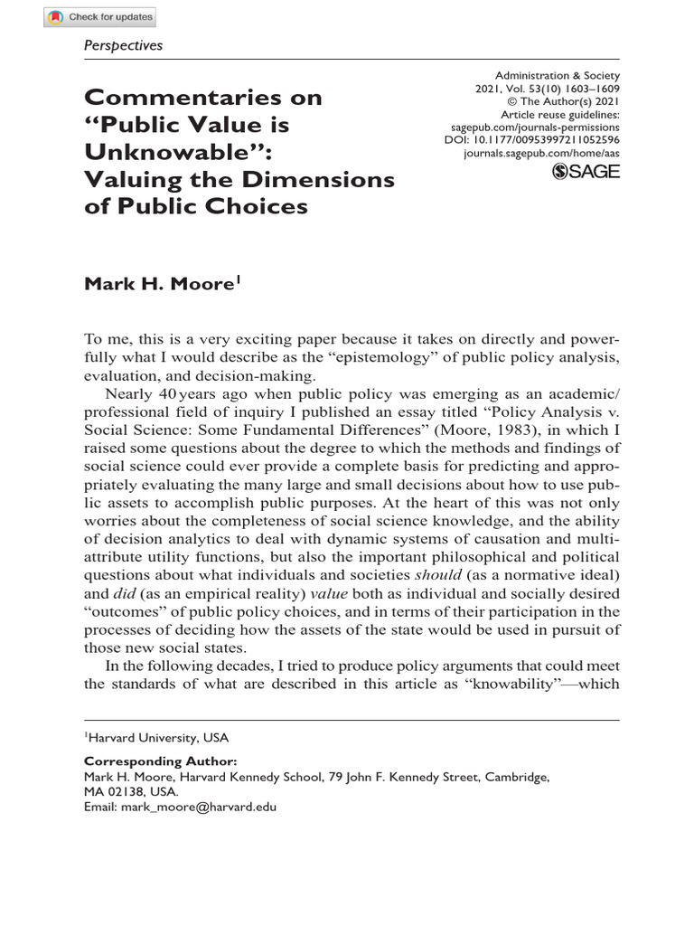 Valuing Public Choices: Knowability Issues | PDF | Rationality ...