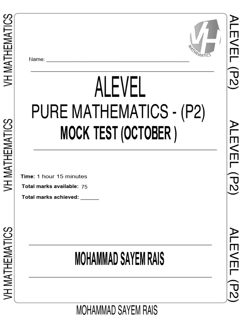 Alevel Pure Mathematics p2 October Test 2 | PDF | Numbers ...