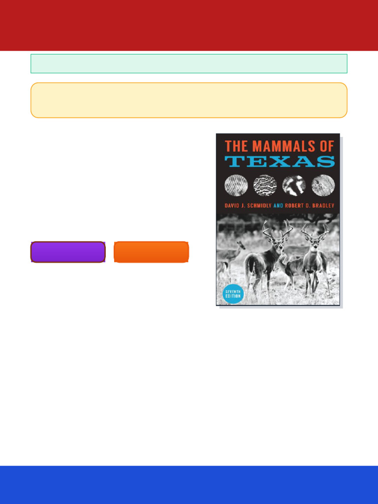 The Mammals of Texas Seventh Edition David J. Schmidly Ebook Annotated ...