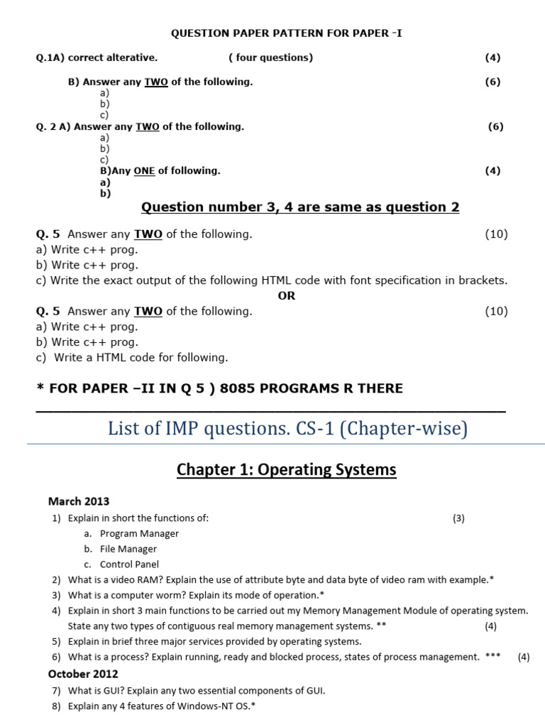 List of IMP questions-converted | PDF | Class (Computer Programming ...