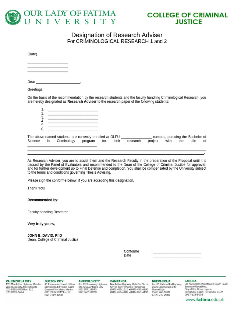 Designation As Research Adviser | PDF