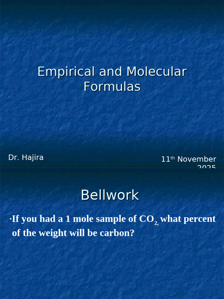 % Composition, Empirical Formula, Molecular Formula | PDF | Mole (Unit ...