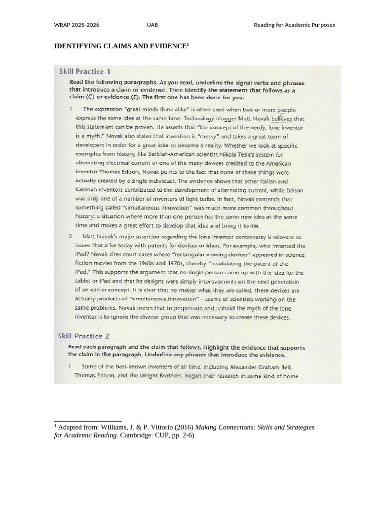 Claims and Evidence in Academic Reading | PDF