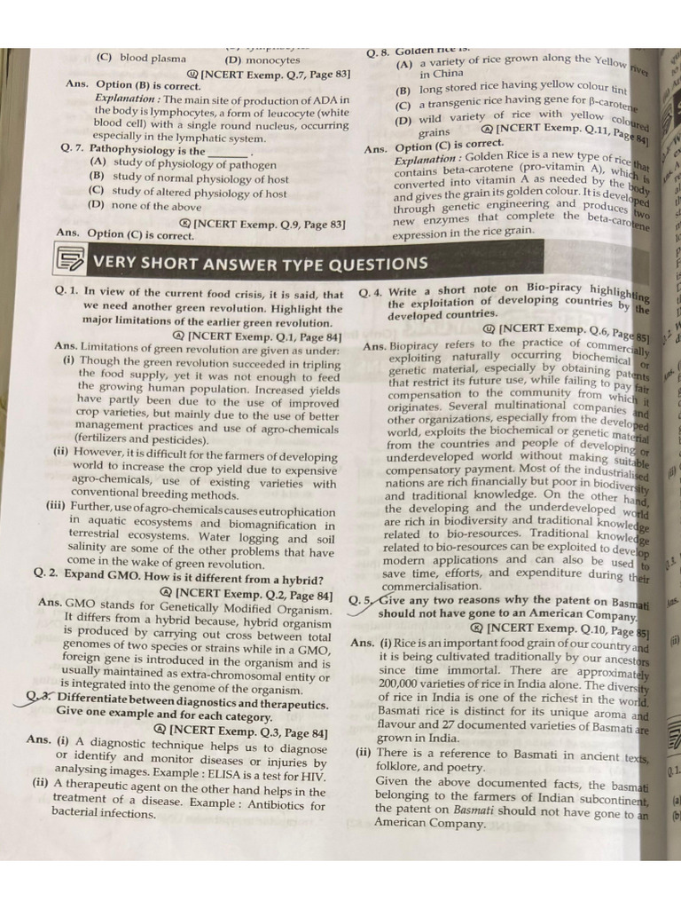 Biotech and It's Application Subjective Paper ? | PDF