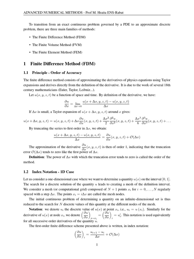 ADVANCED NUMERICAL METHODS (1) | PDF | Finite Difference | Applied ...