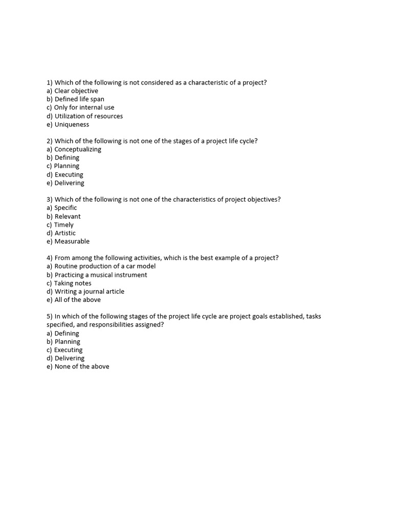 PM - 5 Multiple Choice Questions v1 | PDF