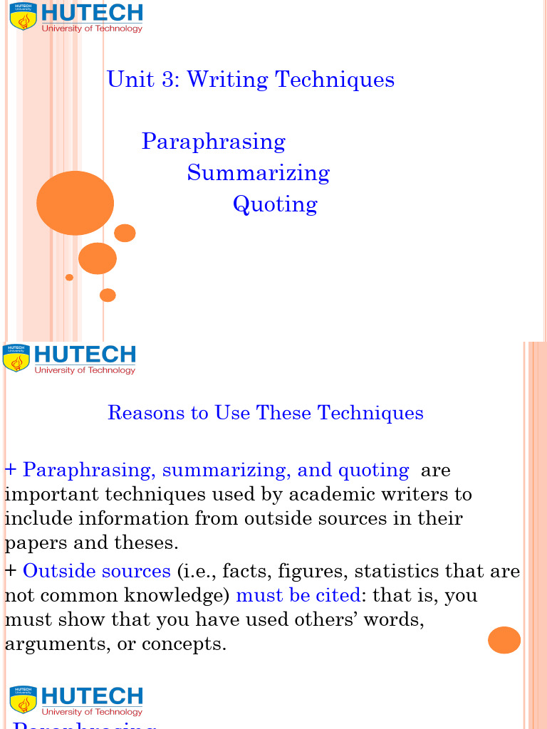 Academic Writing Techniques Guide | PDF | English Language | Learning