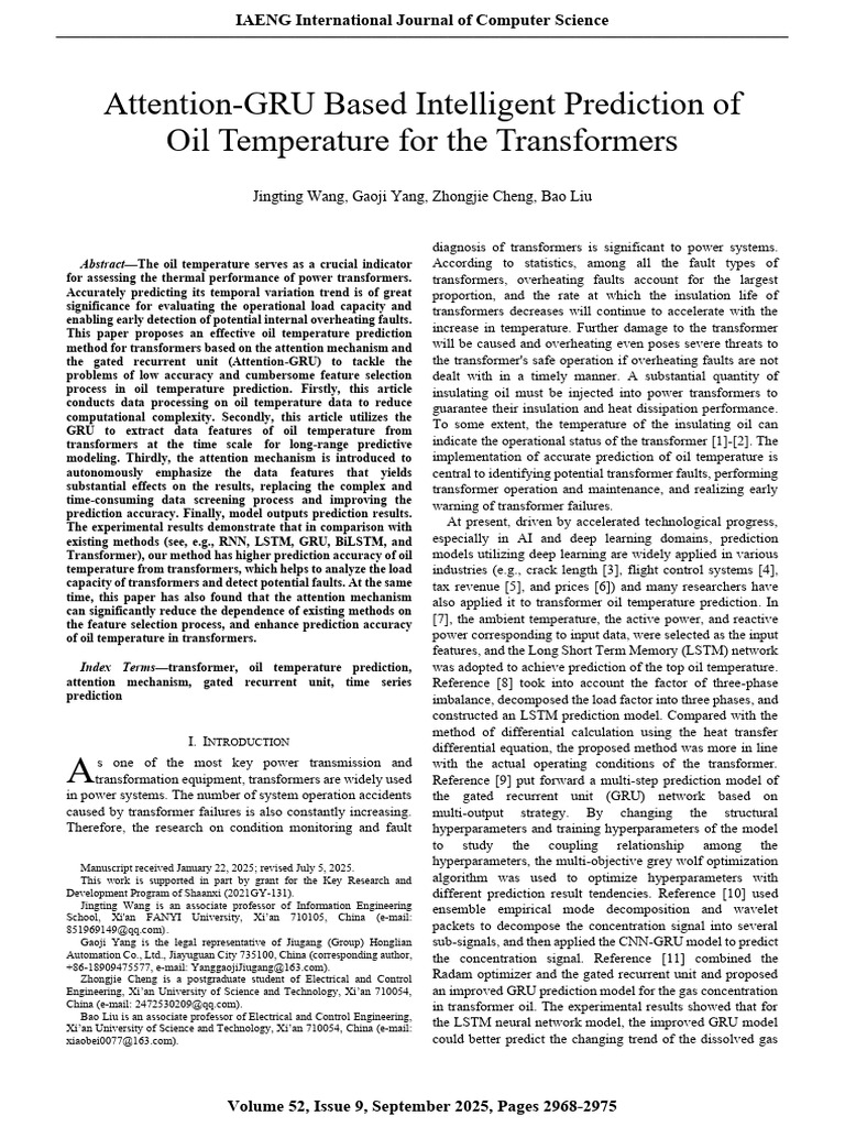 Transformer Oil Temperature Prediction | PDF | Mean Squared Error ...