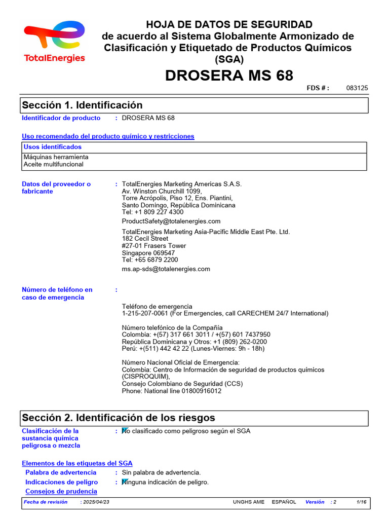 DROSERA MS 68 - 083125 - America - Spanish - 20250423 | PDF | Toxicología