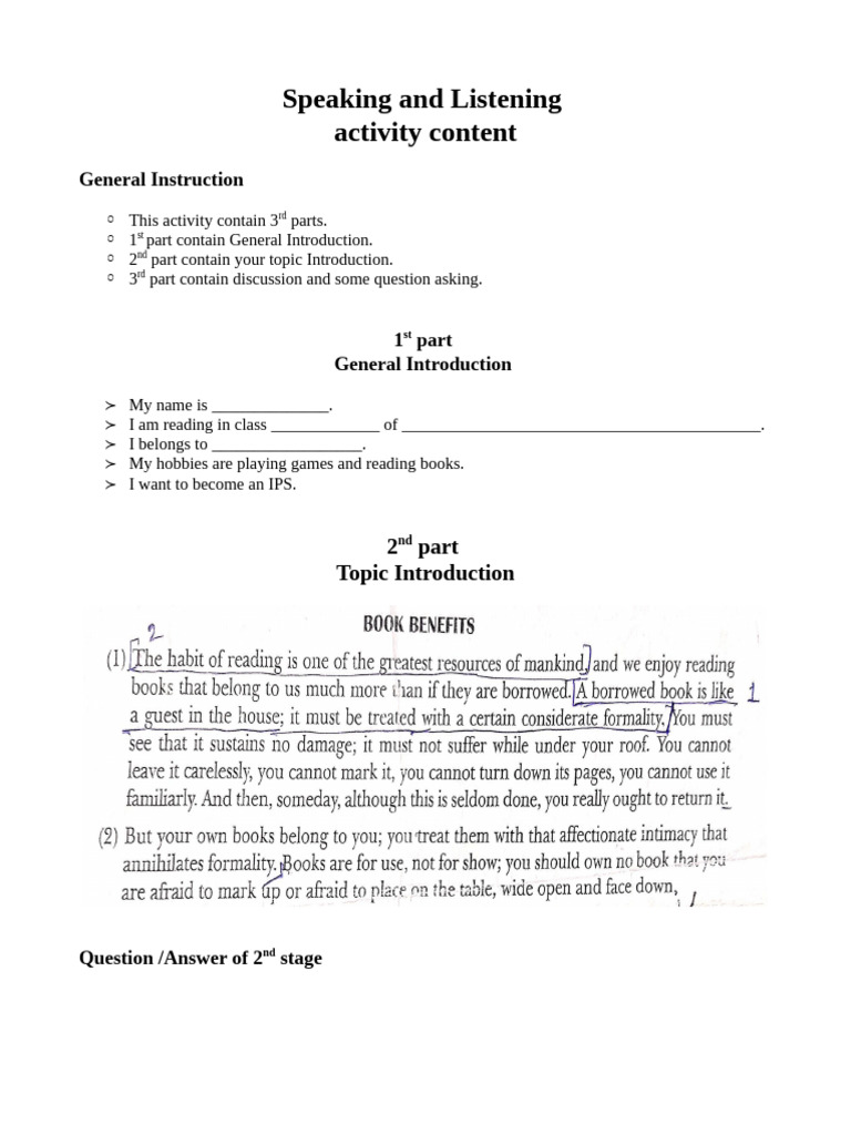 Speaking Ans Listening Activity 2 | PDF