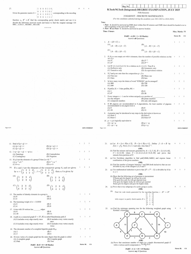 DM Sample Paper 1 | PDF