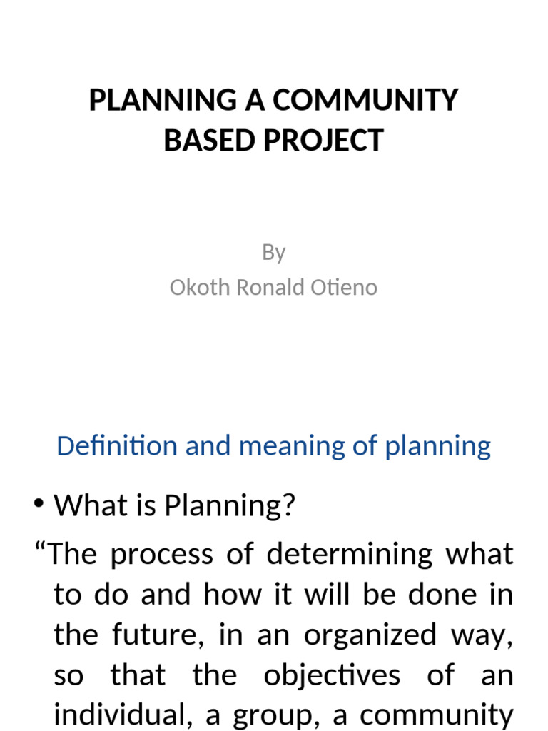 03 Planning A Community Based Project Lecture Notes | PDF | Goal ...