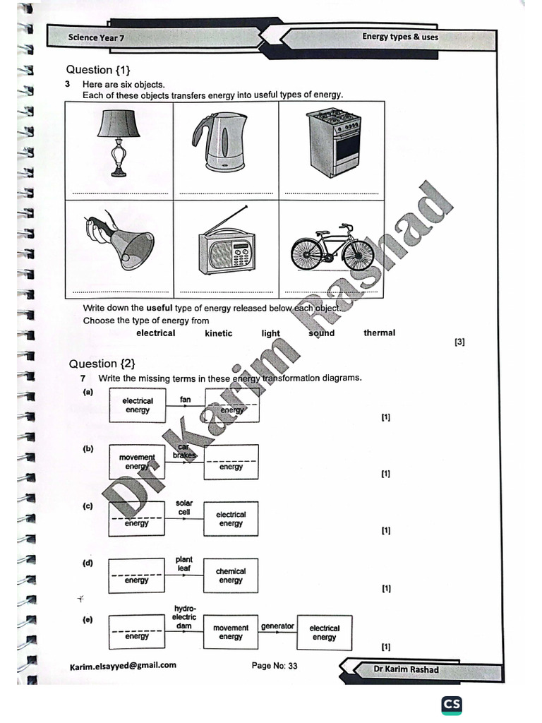 Physics Classified Unit 3 Energy Questions | PDF